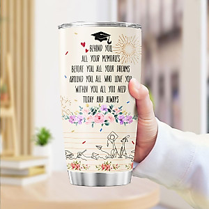 HUBUPU Of Class Tumblers, Graduation Motivate Quote, Graduation Gifts, Tumbler 20 Oz With Lid And Straw