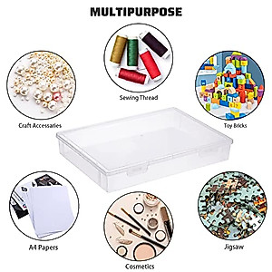 BTSKY Clear Plastic Storage Box with Flap Lid, Multipurpose Craft Organizers and Storage Box Art Supply Storage Organizer with Snap Closure Plastic Sewing Box for Pencils Markers Notebooks A4 Files, 2 Pack Big