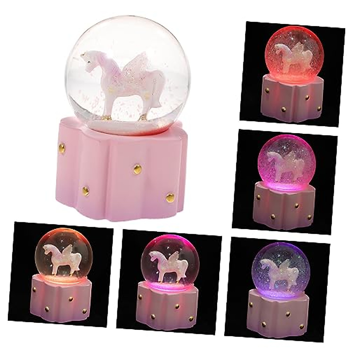 VOSAREA Unicorn Crystal Ball Kid Gifts Kids Gifts Dining Table Decor Kids Snow Dome Snow Globe Ornament Collectible Snow Globe Glowing Ball Decorative Handicraft Unicorn Globe Gift Doll 3D