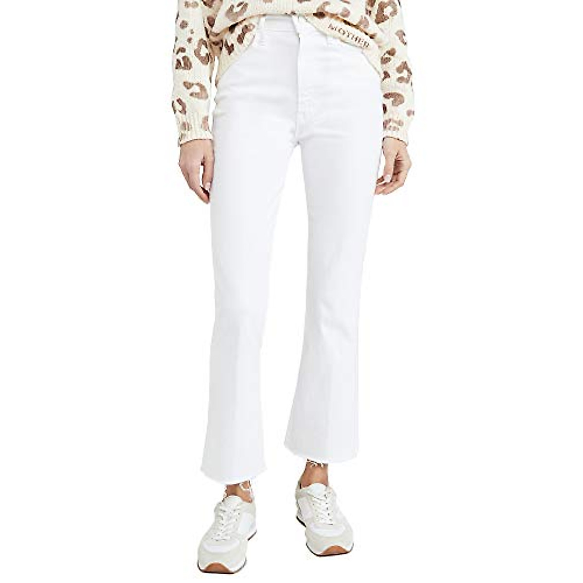 MOTHER Women's The Hustler Ankle Fray Jeans, Fairest of Them All, White, 23