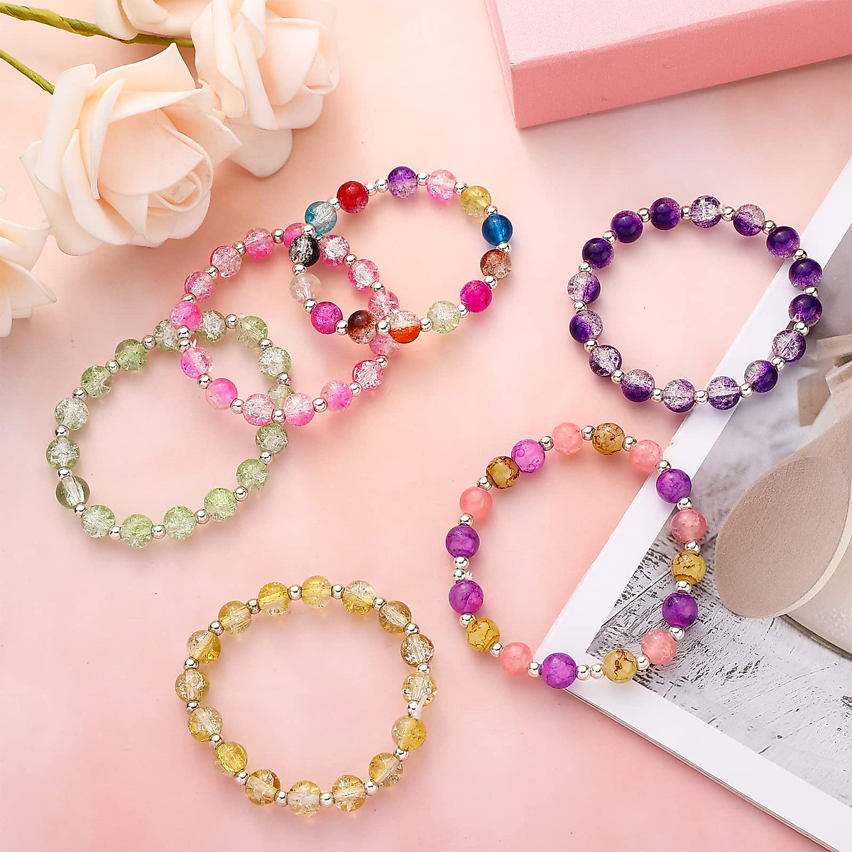 SOTOGO 12 Pieces Girls Necklaces and Bracelets Set Colorful Gift Party Favors Friendship Pretend Dress Up Play Jewelry for Kids Child Toddler, Cute Style