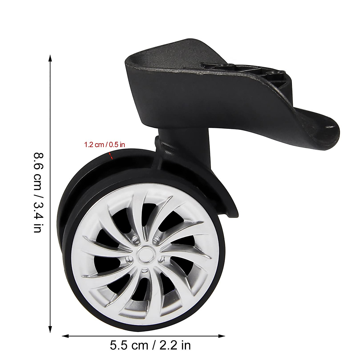 Luggage Suitcase Replacement Wheel, 360 Degree Swivel Caster Wheel Black Plastic Travel Luggage Trolley Spare Rotating Wheel for Outdoor Repair Replacement