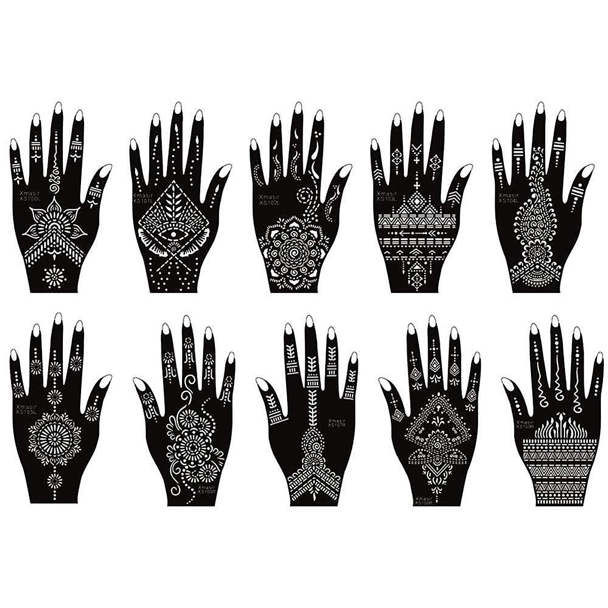 Xmasir Pack of 24 Sheets Henna Tattoo Stencil Kit/Temporary Tattoo Templates,Self-Adhesive Indian Arabian Tattoo Sticker for Body Paint New Designs