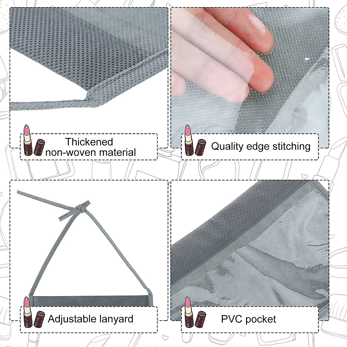 Shappy Headband Holder,Hanging Headband Storage Organizer Women, headphone organizer classroom Hair Accessory Holder with PVC Clear Pockets(8.7 inches,Gray)