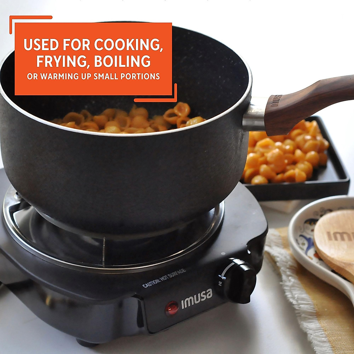 IMUSA USA GAU-80305 Electric Single Burner 1100-Watts, Black