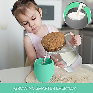 Sperric Silicone Mini Cups For Toddlers Baby Drinking Training Cup (2 Pack) 4.5 OZ (Light Blue/Cool Gray)