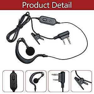 BAOFENG Walkie Talkie Earpiece with Mic 2 Pin K Port Headset UV-5R BF-F8HP 5RM UV-21R UV-5G Plus GM-5RH K5PLUS AR-152 UV-17R BF-888S GM-15PRO UV-S9 Plus Etc (10Pack)