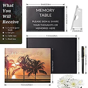 Funeral Guest Book, Memorial Books for Celebration of Life, Hardcover Funeral Sign in Book for Memorial Service, Guest Book for Funeral for 280 Guests, Pen and Memory Table Stand, 10.2”x7.8” - PUKYO