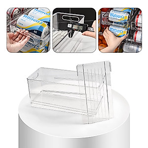 Soda Can Organizers Bins, 2 PCS Wide Plastic Water Bottle Storage, Stackable Clear Refrigerator Organizer Bins, Food Storage Dispensers for Freezer Cabinet Countertops Fridge Kitchen