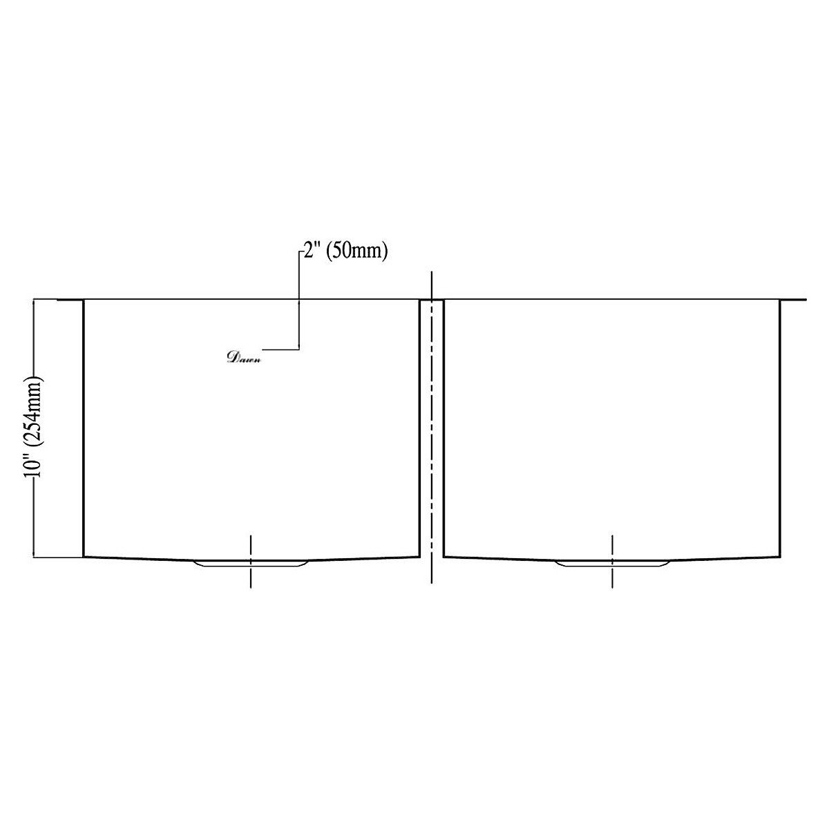 Dawn DSQ271616 Undermount Equal Double Square Sink, Polished Satin