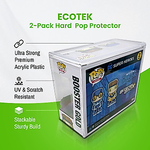 EcoTEK Protectors 2 Funko Pop Protector Hard Case - Crystal Clear, Pack of 2, Heavy Duty, Acid-Free Storage Box and Display Case with Film, Acrylic Protector (2 pcs)