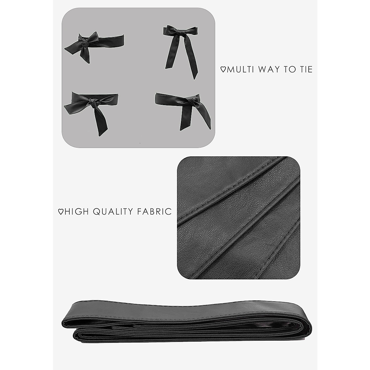 TeeYee Women Obi Belt Fashion Solid Color PU Leather 4.5cm Wide Waist Band 70 Inch in Extra Size (black)