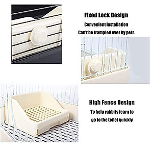 Hamiledyi 14 Pcs Rabbit Litter Box with Drawer Urinal Pad Pet Toilet Cage Trainer Corner Potty Cleaner Broom Brush Dustpan for Guinea Pigs Chinchilla Ferret Bunny Hedgehog Small Animals(White)