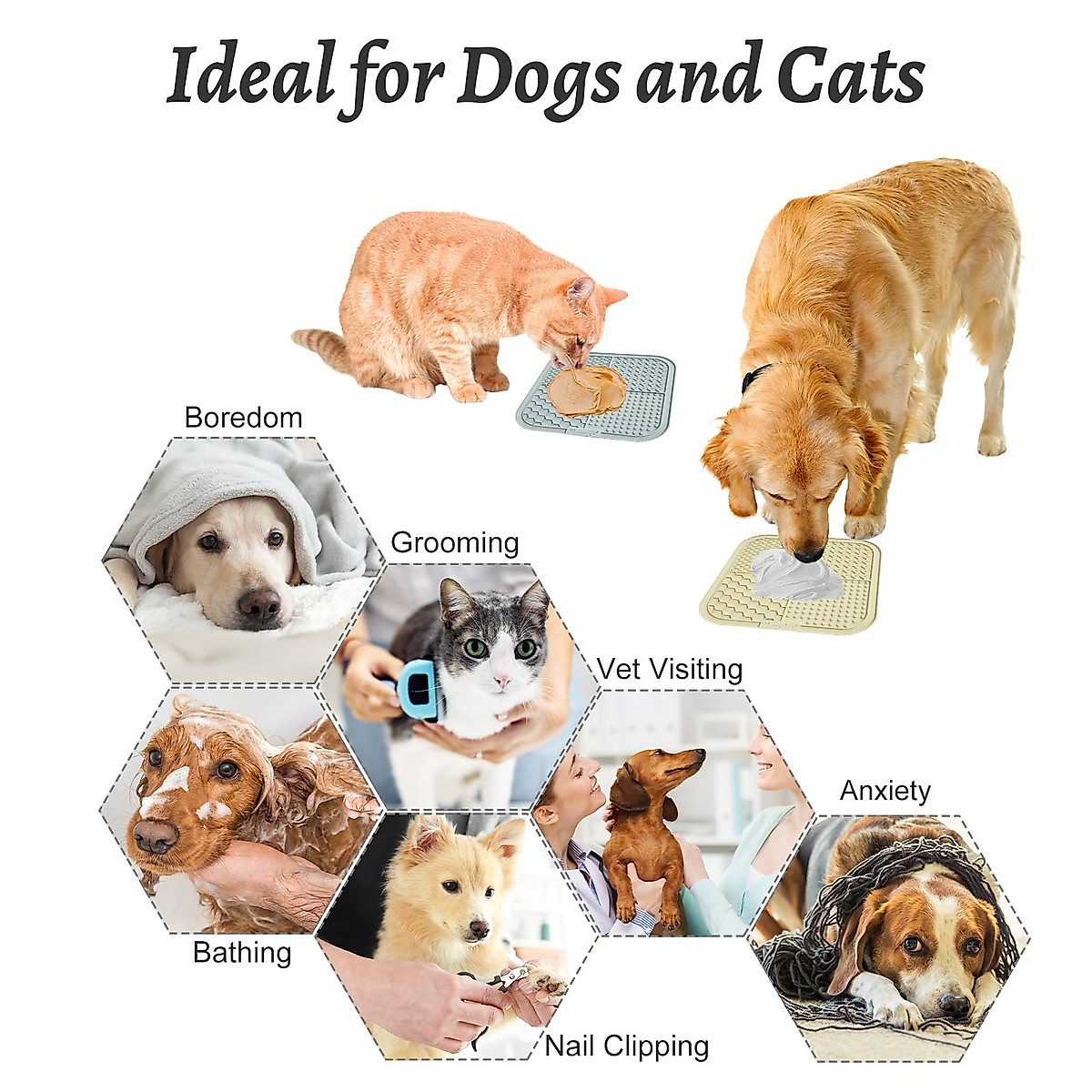 MateeyLife 2PCS Large Lick Mat for Dogs with Suction Cups, Slow Feeder Dog Bowls, Dog Lick Mat for Anxiety Relief, Dog Toys to Keep Them Busy, Dog Enrichment Toys for Bathing, Cat Lick Pad for Boredom