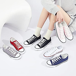 Obtaom Women’s Canvas Shoes Low Top Fashion Sneakers Slip on Walking Shoe(White US06)