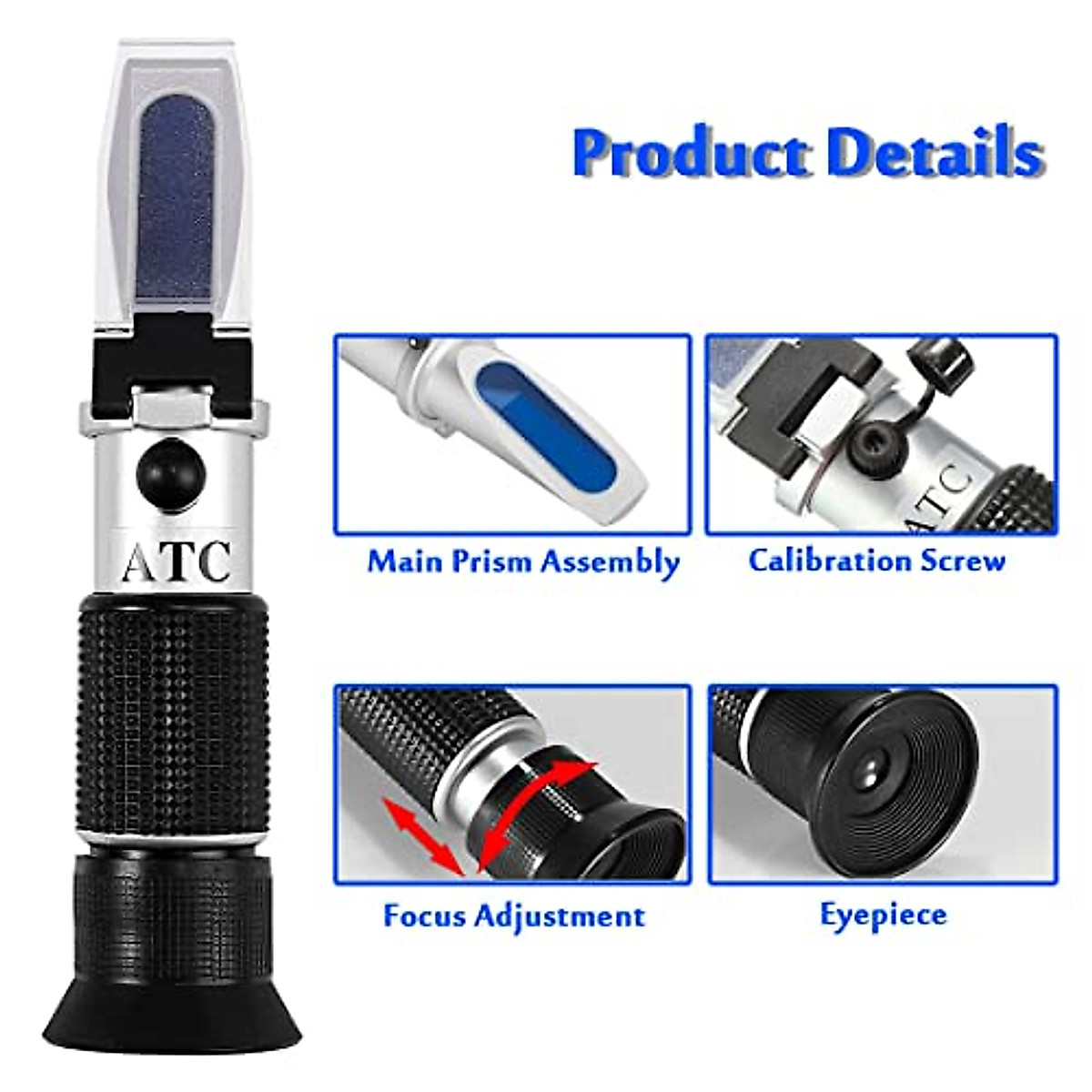 Antifreeze Refractometer in °F(Fahrenheit) Display,3-in-1 Handheld Antifreeze Coolant Tester for Checking Freezing Point,Concentration of Ethylene Glycol or Propylene Glycol,Battery Fluid Condition