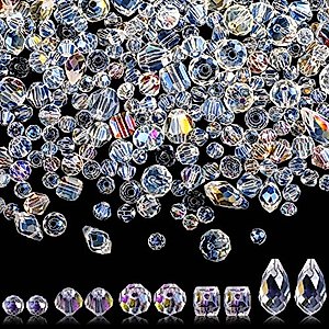 1280 Pieces Assorted Crystal Rondelle Light AB Beads Drilled Gemstone Loose Beads Clear Crystal Glass Beads for Crafts Faceted Beads Shiny Beads for Jewelry Making DIY Necklace Bracelet Earring Kit