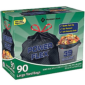 Member's Mark 39 Gallon Power Flex Drawstring, 90 Count(Pack of 1)