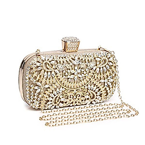Vintage Bridal Clutch Evening Purse Gold Party Purse Prom Handbag Gold Bridal Clutch Party Gold Purse for Party Women Clutches Evening Wedding Clutch Gold Evening Clutch Prom Purses and Handbags(Glod)