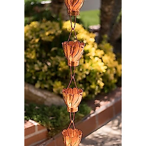 Monarch Rain Chains 14003 Pure Copper Akira Rain Chain, 8-1/2 Feet Length Replacement Downspout for Gutters