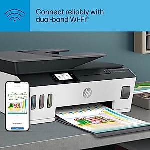 HP Smart -Tank Plus 651 Wireless All-in-One Ink -Tank Printer, up to 2 Years of Ink in Bottles, Auto Document Feeder, Mobile Print, Scan, Copy, Works with Alexa (7XV38A)
