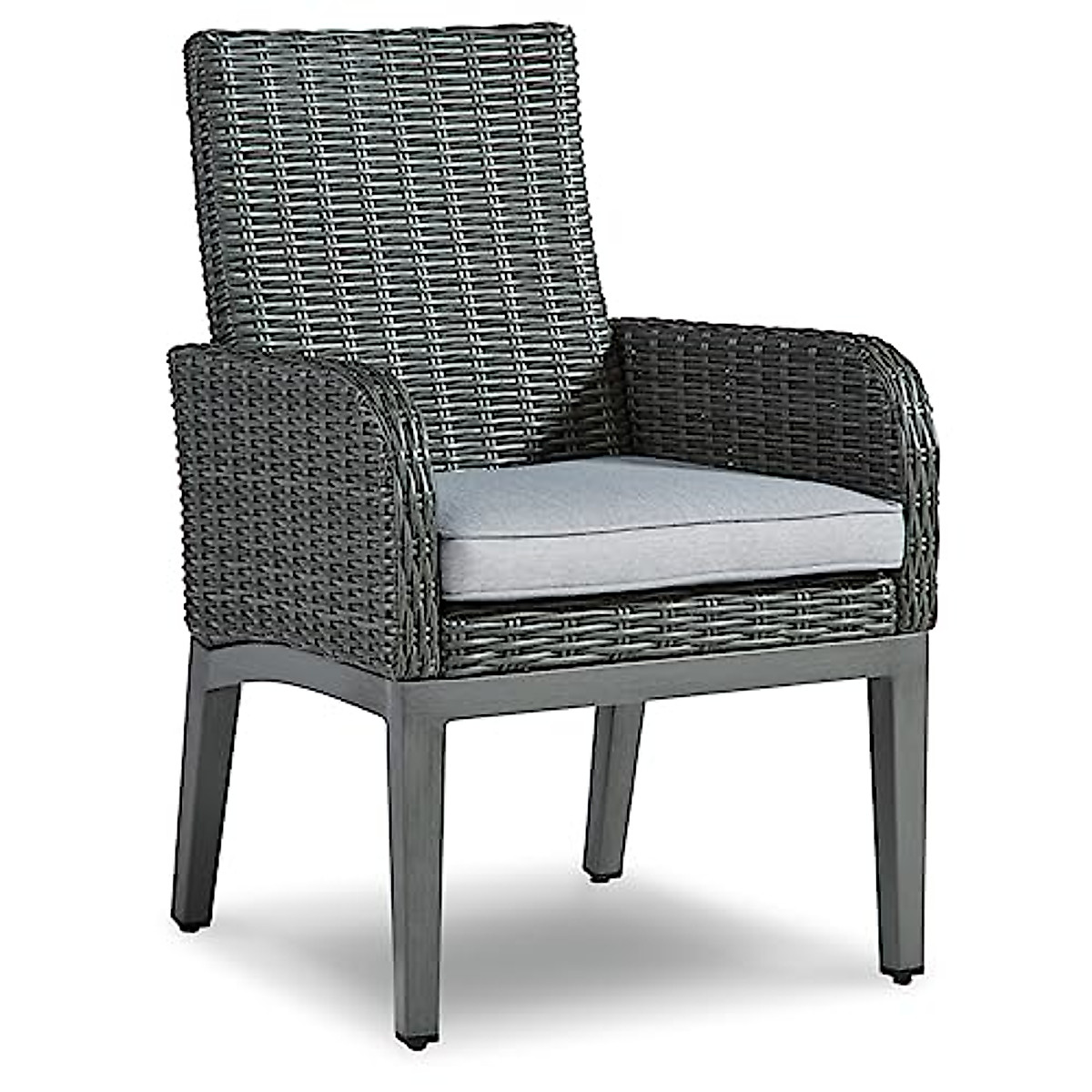 Signature Design by Ashley Elite Park Casual Outdoor Resin Wicker Arm Chair with Cushion, 2 Count, Gray