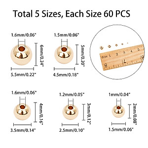 PH PandaHall 14K Gold Spacer Beads, 300pcs Round Brass Beads 5 Size Metal Smooth Beads Seamless Ball Beads Long-Lasting Little Beads for Summer Bracelet Necklace Jewelry DIY Crafts(2/3/4/5/6mm)
