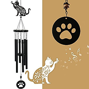 Wind Chimes for Outside, 38.1in Classic Black pet Memorial Windchimes, Memorial Gifts for Mothers, Friends and Cat Lovers, Also Suitable for Terrace Garden Decoration(Cats)