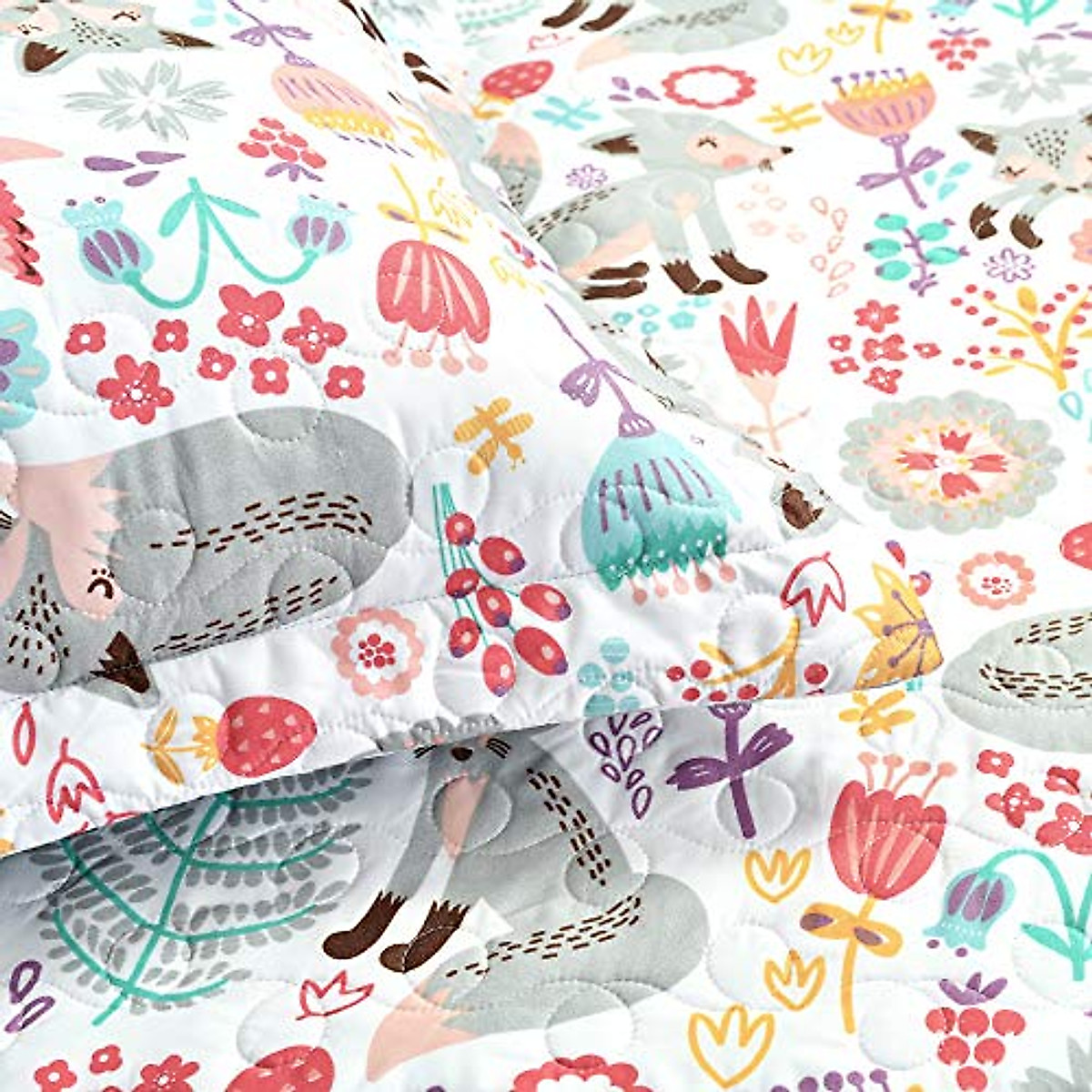 Lush Decor Pixie Fox 6 Piece Daybed Cover Set, Gray & Pink, 39"x75"