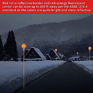 Orange Reflective Driveway Markers,Snow Plow Markers,Plow Markers,51 Inch Yellow Fiberglass Pole Double Sided Reflector for Driveway (8-Pack)