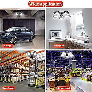 LED Garage Lights, Deformable LED Garage Ceiling Lights with 5 Adjustable Multi-Position Panels, 160W 14000LM Super Bright Garage Light Bulbs, LED Shop Lights for Garage Workshop Basement Attic