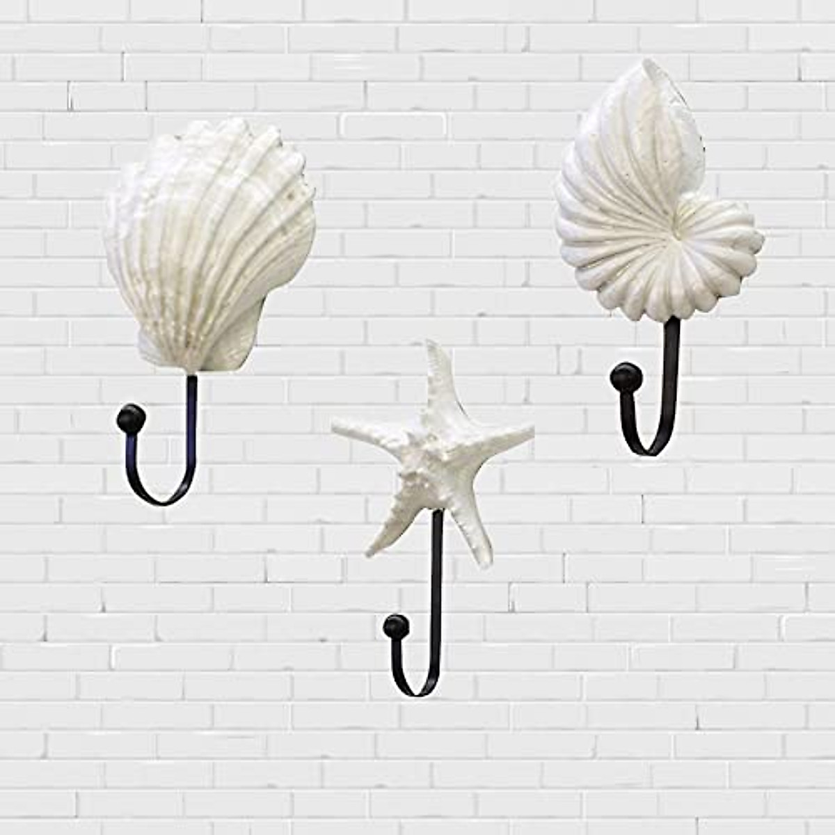 Sea Shell Wall Hook Hangers, Vintage Seashell Coat Hook Hanger, 3pcs/Set Resin Hanger Decorative Hooks, Coastal Theme Beach House Decor