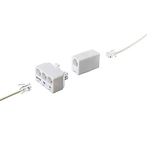 1 Pack, White - 2 Line Phone Splitter - 3 Way Telephone Line Splitter (Line 1, Line 2, and Twin Line) - Dual Line Telephone Splitter with RJ11 Keystone Jack - Phone Line Adapter - 1 Piece, White
