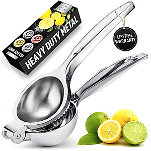 Zulay Kitchen Lemon Squeezer - Stainless Steel, Easy to Use Lemon Juicer Squeezer - Sturdy, Easy to Clean Lemon Juicer - Metal Lemon Press Juice Press - Citrus Juicer, Handheld Juicer - Silver