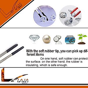 Laja Imports 8" Steam Tweezer Rubber Tips Steamer Ultrasonic Pvc Coated Non Marring Tips S.S. for Educational Use