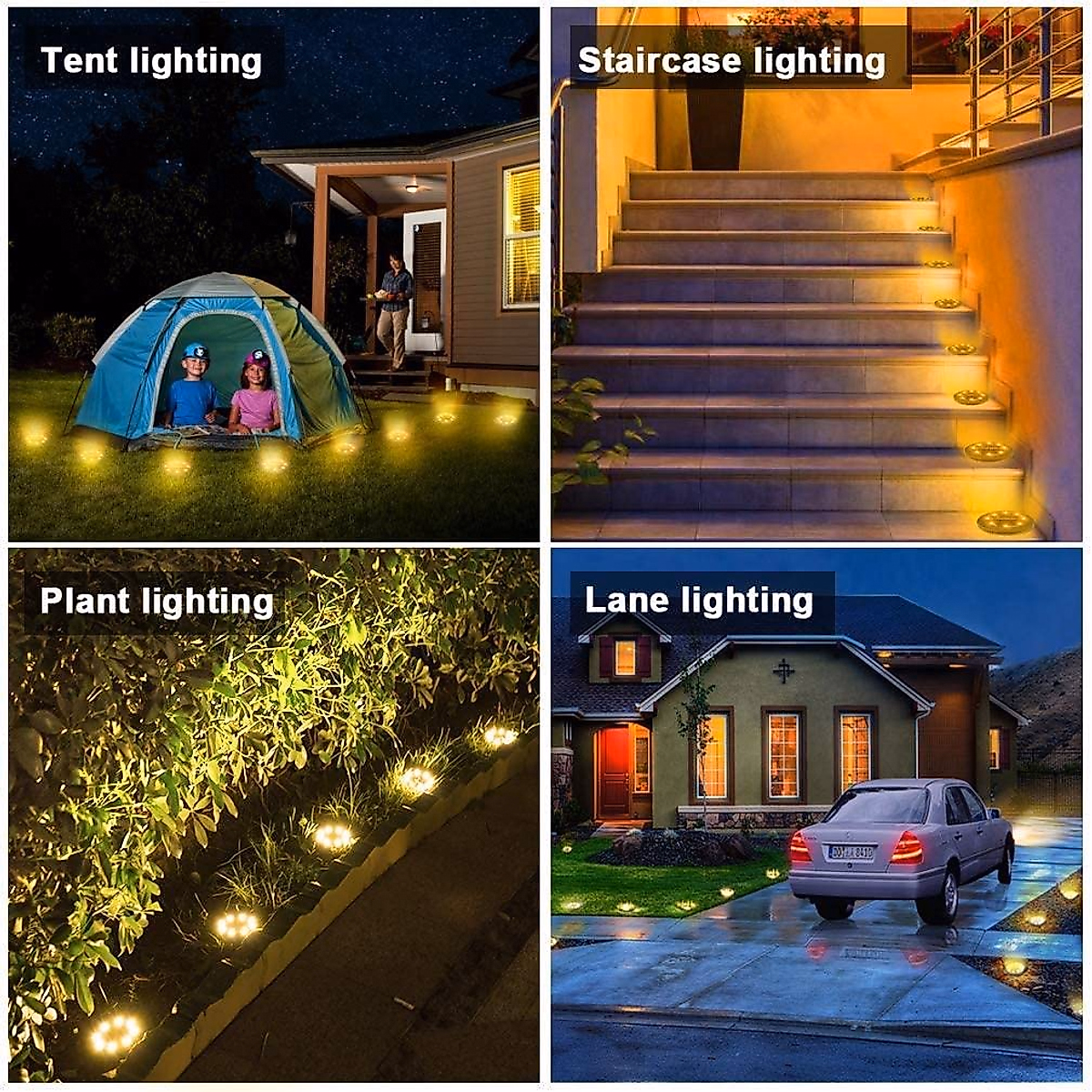 Solar Powered Ground lights 12 Pack,Waterproof LED Solar Lights Outdoor Solar Disk Lights Decorative,Solar Garden Lights for Landscape Pathway Patio Yard Walkway Path Lawn Driveway Lighting Warm White