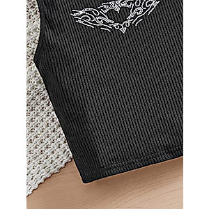 SOLY HUX Girl's Y2k Tank Top Sleeveless Heart Rhinestone Summer Crop Tops Black Heart 10Y