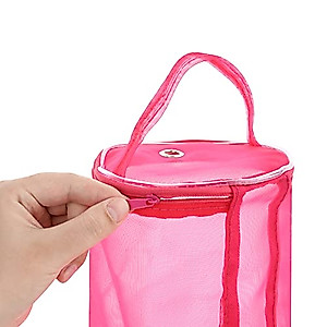 2 Pieces Empty Yarn Storage Bags, Mesh Holder Yarn Storage Organizer, Mini Yarns Drum Knitting Bag for Carry Crochet Hooks Sewing Accessories Storage Tote Bag (Hot Pink)