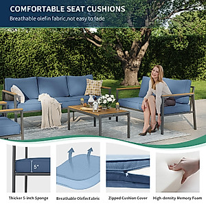 Amopatio Aluminum Patio Furniture Sofa,All-Weather Metal Outdoor Sofa,Modern 3-Seat Couch with Waterproof Covers,Blue (ONLY 3-SEAT Sofa)