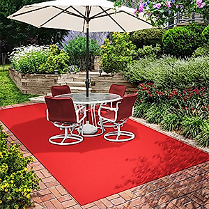 House, Home and More Indoor Outdoor Carpet with Rubber Marine Backing - Red - 6 Feet x 10 Feet