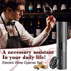 Rechargeable Electric Wine Bottle Openers Electric Wine Opener, Wine Gift Automatic Wine Opener with Foil Cutter, Black…