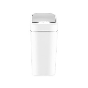 Ninestars 1.85 Gallon Trash Can, Plastic Motion Sensor Trash Can, White, Pack of 1, Durable Fingerprint Proof 7 Liters