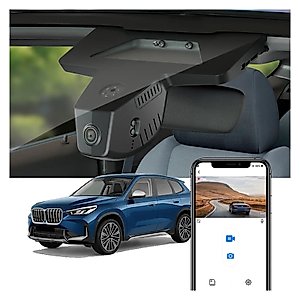 Fitcamx Integrated OEM Car DVR Video Recorder WiFi Connection APP Control 4K Dash Cam Compatible with BMW X1 iX1 U11 2023 2024 (Color : Black, Size : 2K Dual Cam 64GB)