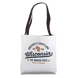Wisconsin Vintage Sports Design Badger State Rough Tote Bag