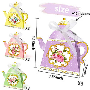 LaVenty 12 PCS Floral Tea Party Favor Bags Lets Partea Party Supplies Lets Partea Party Favor Boxes Tea Party Party Supplies Tea Party