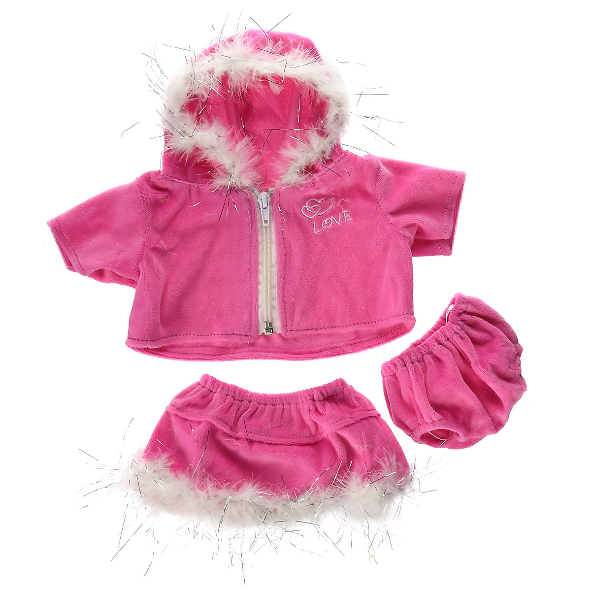 Pink Love Dress Teddy Bear Clothes Outfit Fits Most 14" - 18" Build-a-bear, Vermont Teddy Bears, and Make Your Own Stuffed Animals