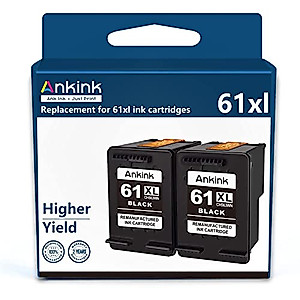 Ankink 61XL Black Ink Cartridge Combo Pack (2pcs) for Hp 61 Hp61 XL 61XL HP61XL Printer Ink Black for HP Envy 4500 5530 4502 5535 5534 officejet 4630 4635 Deskjet 1000 1010 1510 Series Printer Ink