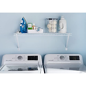 Rubbermaid Linen Closet Shelf Kit, 3-Feet, White, Wire Shelving System for Laundry Rooms, Linen Closets or Basements (Pack of 2)