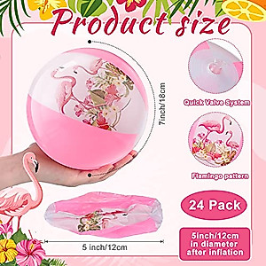 24 Pcs Pink Flamingo Mini Inflatable Beach Balls Bulk 5 Inch Beach Ball Flamingo Themed Party Toys Flamingo Decor for Summer Beach Pool Hawaiian Birthday Party Decorations Water Game Favors