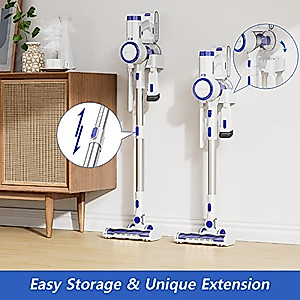 ORFELD Cordless Vacuum Cleaner, 24000Pa Powerful Cordless Vacuum, 6 in 1 Lightweight Stick Vacuum with Brushless Motor - 40 Min Runtime, for Pet Hair Carpet Car Hardwood Floor Cleaning